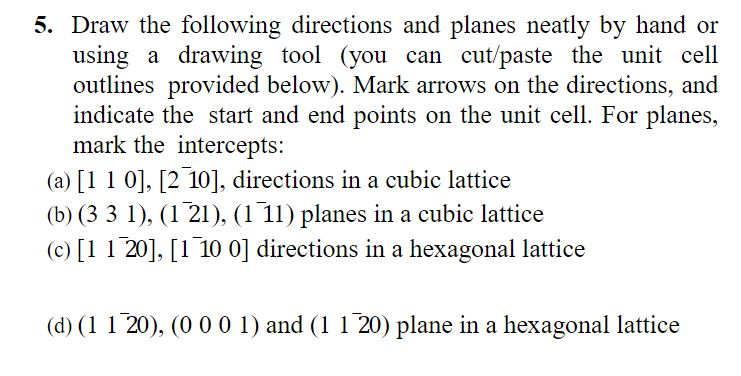 Solved 5. Draw the following directions and planes neatly by | Chegg.com