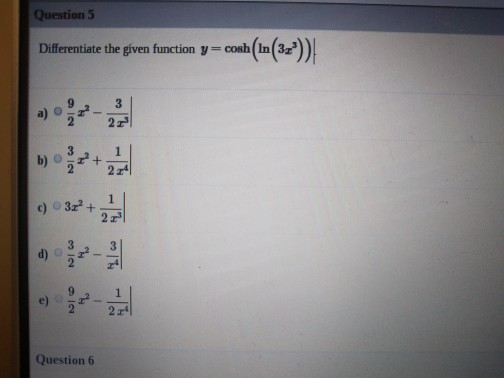 Solved Differentiate the given function y = cosh (ln | Chegg.com