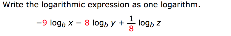 Solved Write the logarithmic expression as one logarithm 1 8 | Chegg.com