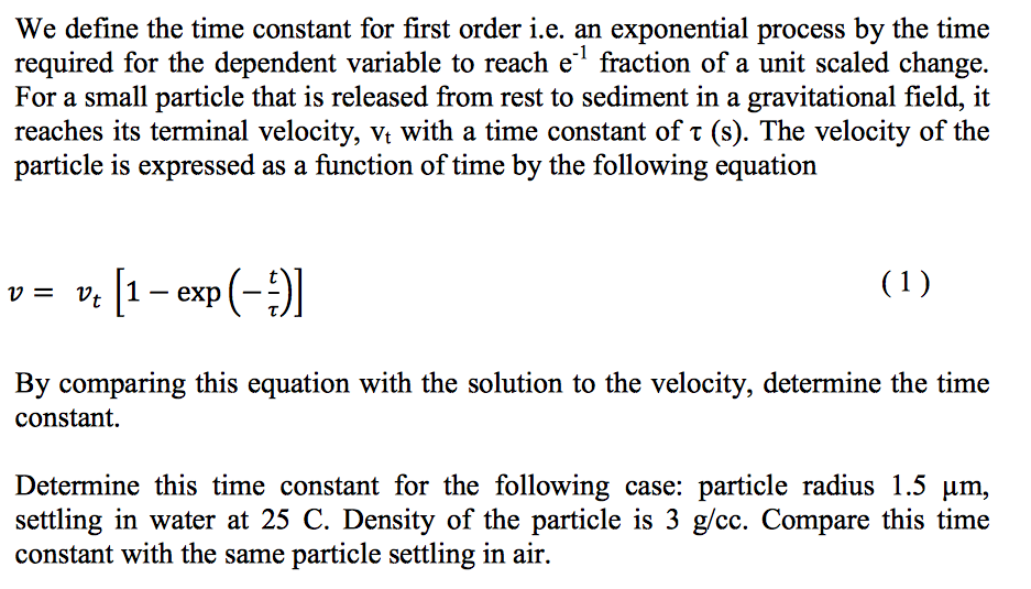 Solved We define the time constant for first order i.e. an | Chegg.com