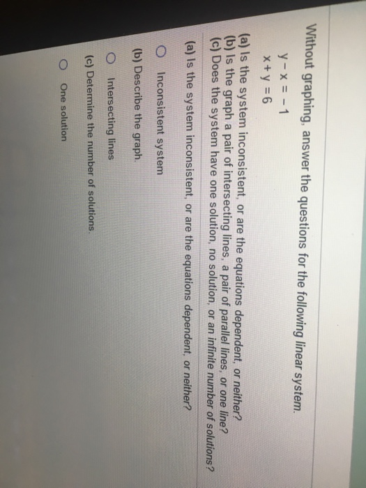 Solved Without graphing answer the questions for the | Chegg.com
