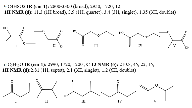 Solved C4H803 IR (cm-1): 2800-3300 (broad), 2950, 1720; 12; | Chegg.com