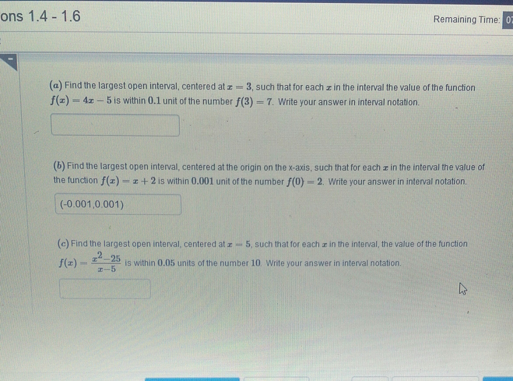 Solved Find the largest open interval, centered at x = 3, | Chegg.com