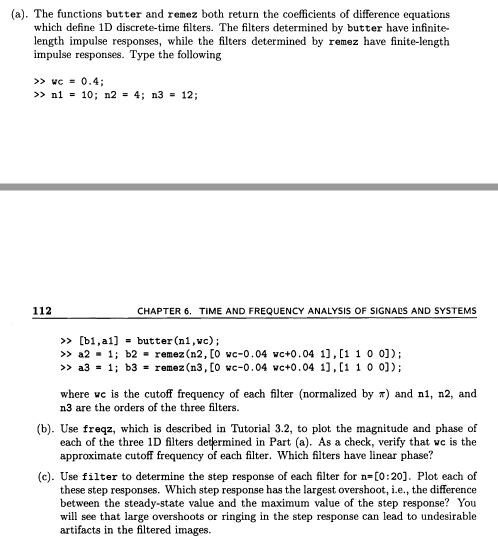 (a). The functions butter and remez both return the | Chegg.com
