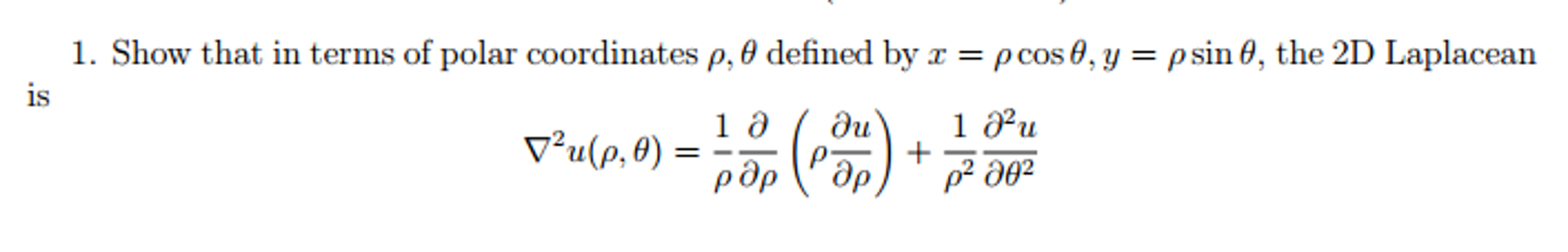 Solved Show that in terms of polar coordinates p, theta | Chegg.com