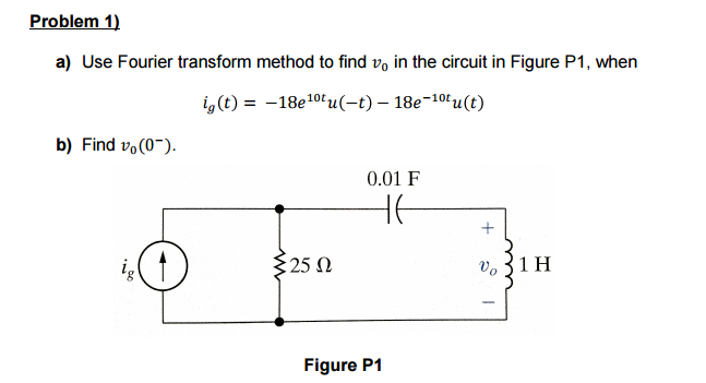 Solved a) Use Fourier transform method to find v_0 in the | Chegg.com