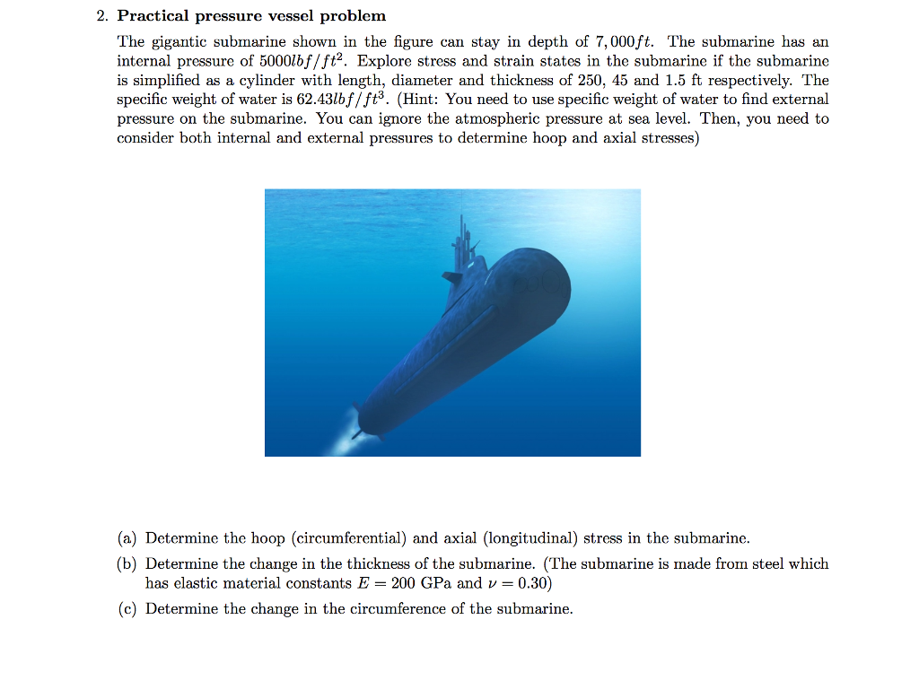 Solved The gigantic submarine shown in the figure can stay | Chegg.com