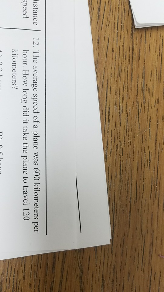 Solved Istance 12 The Average Speed Of A Plane Was 600 Chegg