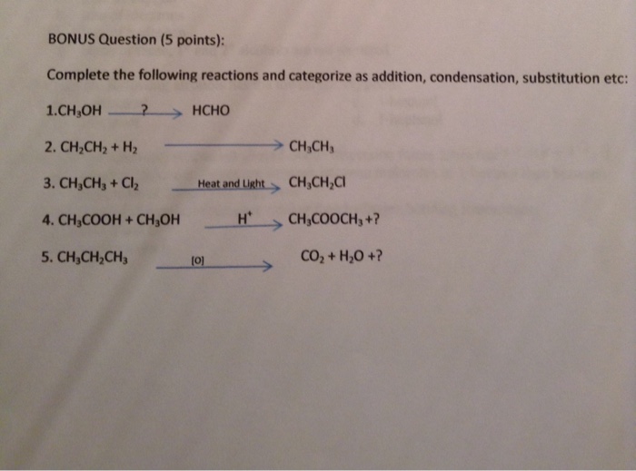 Solved Complete the following reactions and categorize as | Chegg.com