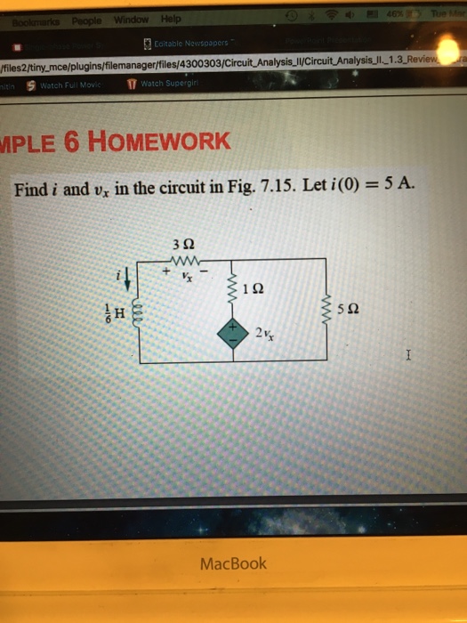 Solved Find i and v_x in the circuit in Fig. 7.15. Let i(0) | Chegg.com