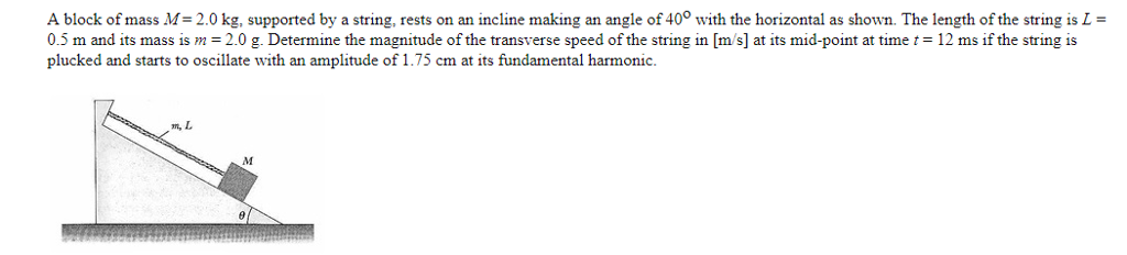 Solved A block of mass M = 2.0 kg, supported by a string, | Chegg.com