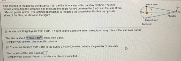Solved One method or measure the distance from the Earth to | Chegg.com