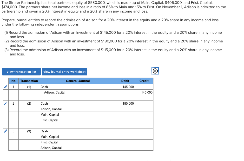 Solved The Struter Partnership has total partners' equity of | Chegg.com