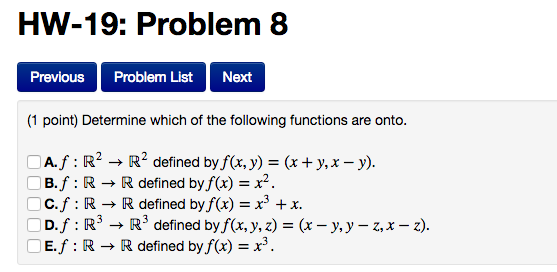 Solved Determine which of the following functions are onto. | Chegg.com