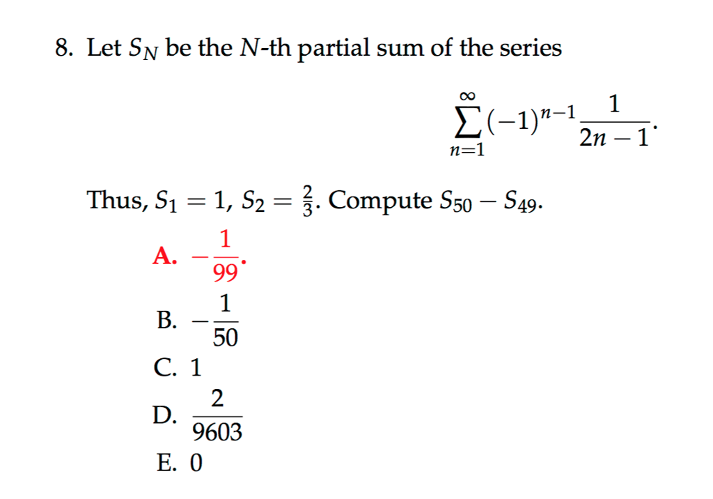 Solved Let S_N be the N-th partial sum of the series | Chegg.com