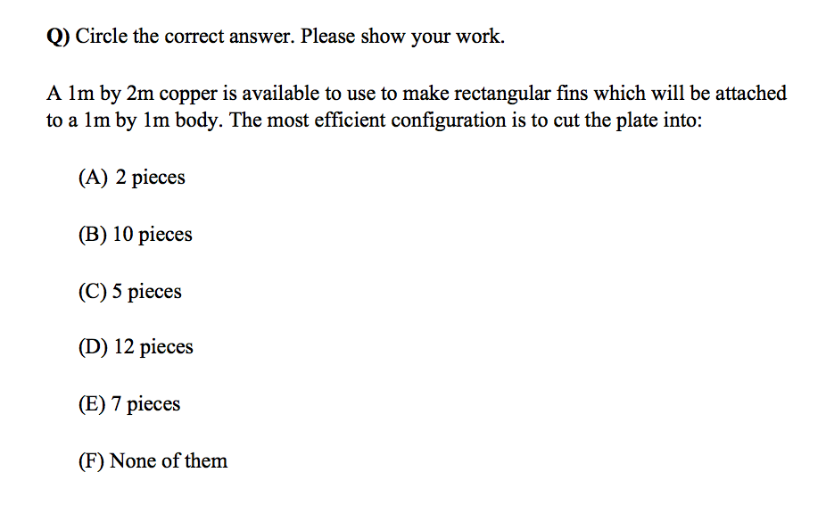 Solved A 1m By 2m Copper Is Available To Use To Make