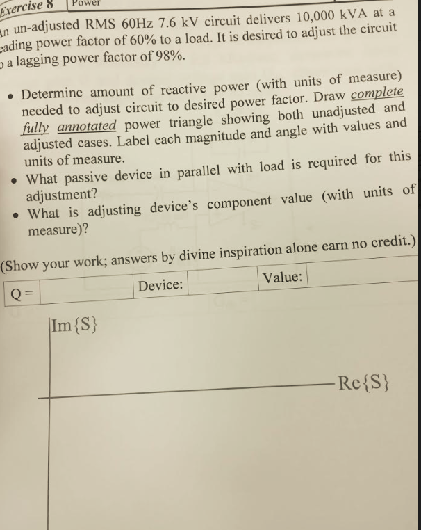Solved xercise 8 Powe n un-adjusted RMS 60Hz 7.6 kV circuit | Chegg.com