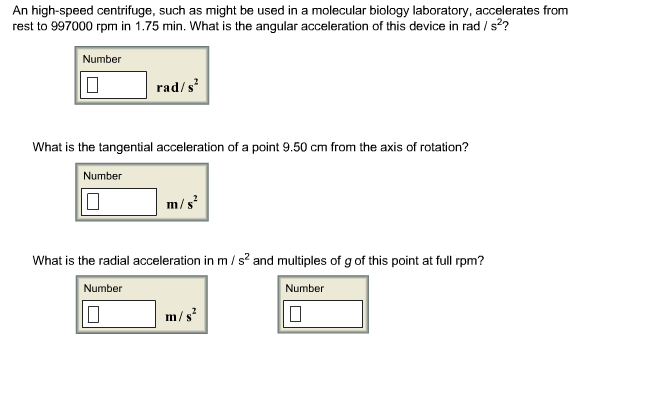 Solved An high-speed centrifuge, such as might be used in a | Chegg.com