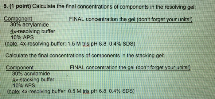 Solved Calculate the final concentrations of components in | Chegg.com