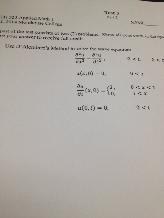 Use D? Alembert?s Method to solve the equation: | Chegg.com