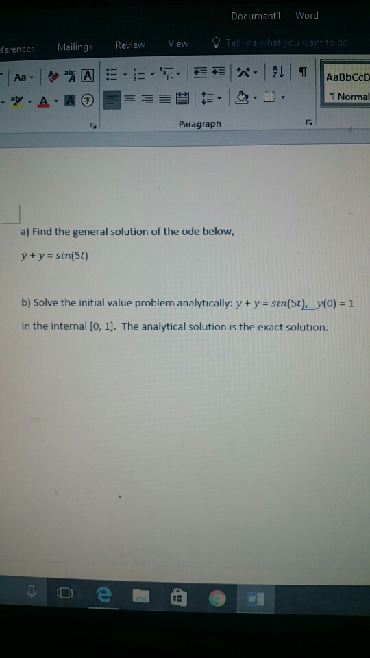 Solved Documentl Word Tel ferences MailingsReviewView | Chegg.com