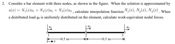 Solved Consider a bar element with three nodes, as shown in | Chegg.com