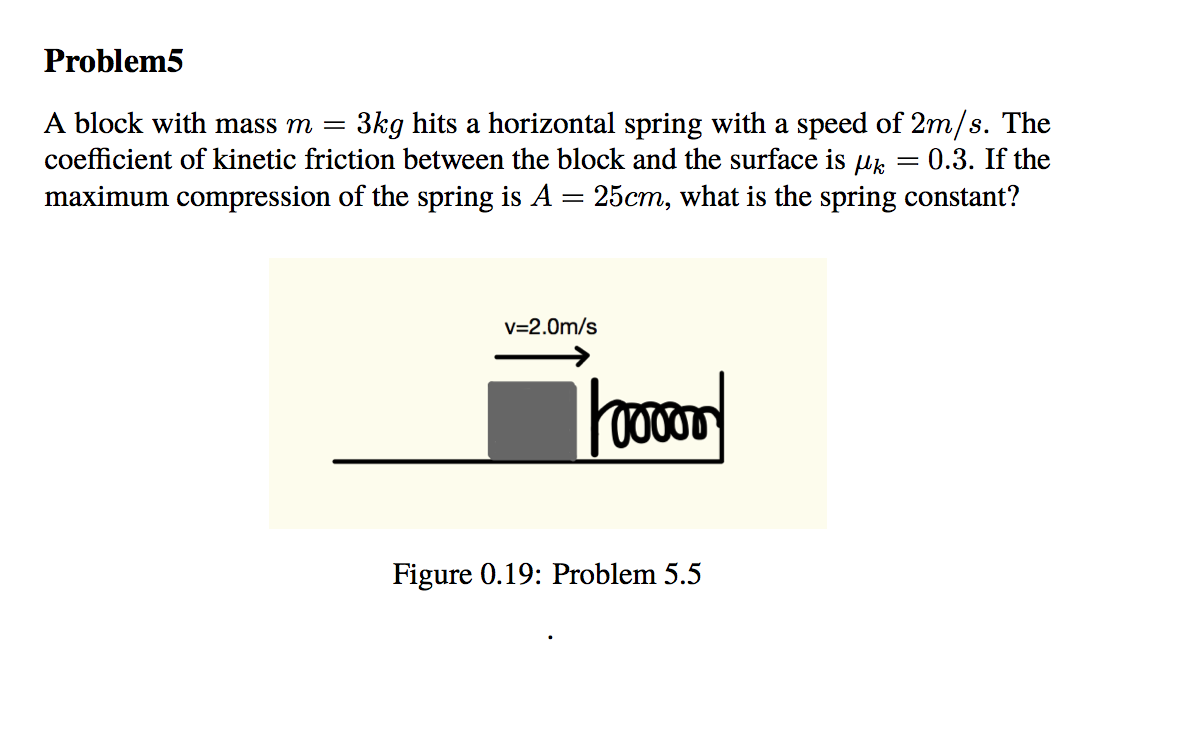 Solved Problem5 A block with mass m = 3kg hits a horizontal | Chegg.com