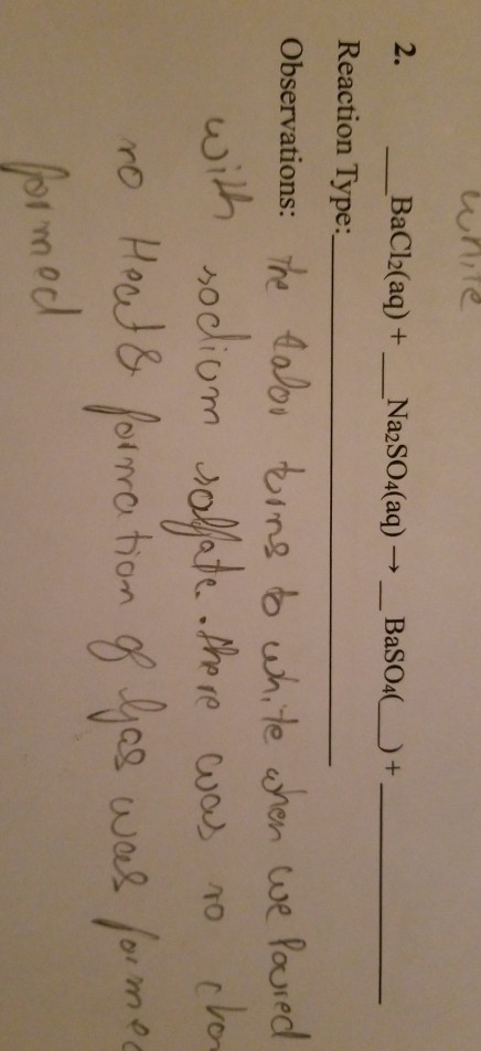 Solved 2. In a test tube mix 1 mL of 0.1 M BaCl2 with 1 mL | Chegg.com