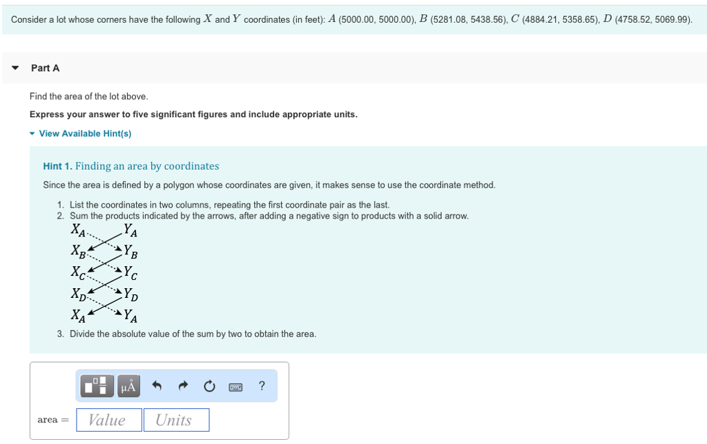 Solved Consider a lot whose corners have the following X and | Chegg.com