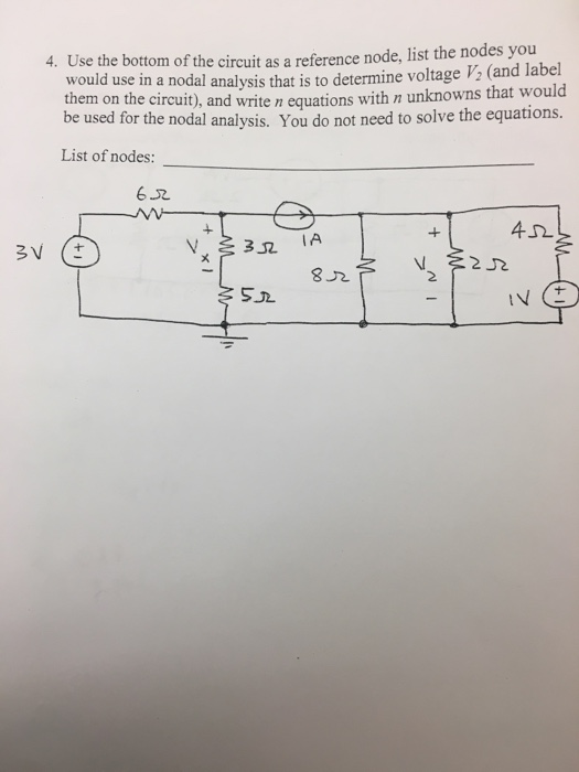 Solved Use the bottom of the circuit as a reference node, | Chegg.com