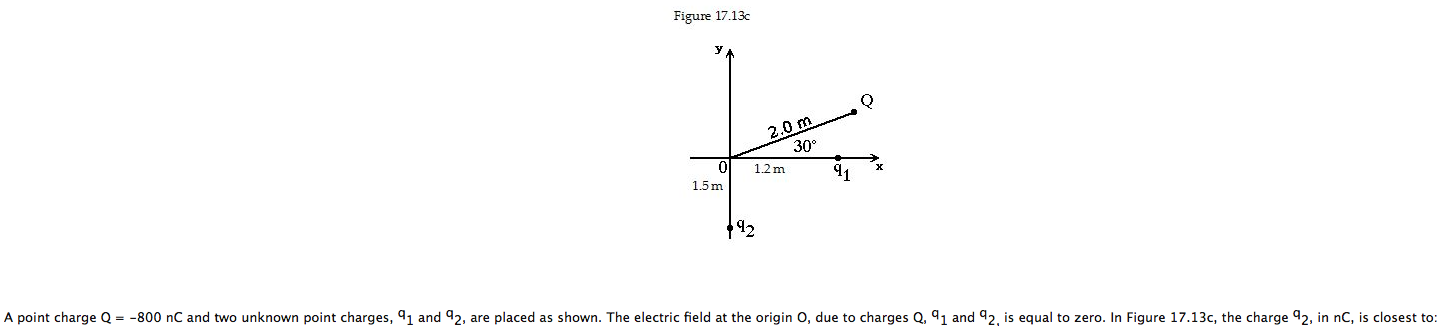 Solved A point charge Q = -800 nC and two unknown point | Chegg.com