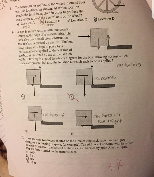 Solved 8· The force can be applied to the wheel in one of | Chegg.com