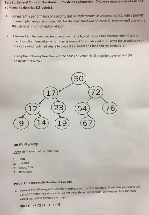 Solved Part III: General Concept Questions. Provide an | Chegg.com