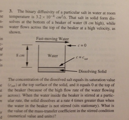 The bianary diffusivity of a particular salt in water | Chegg.com