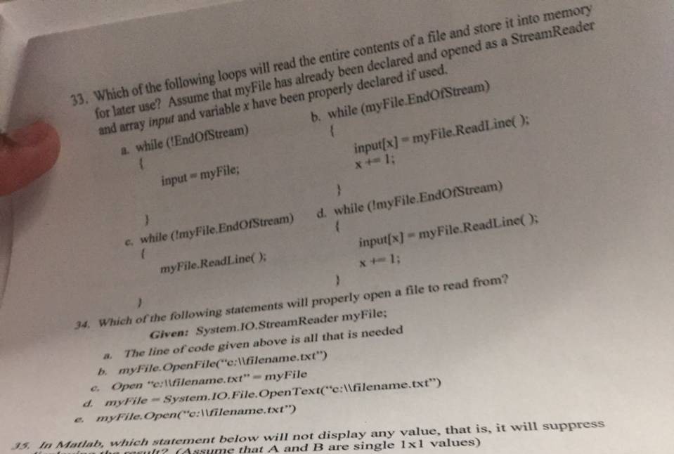 Solved for later use? Assume that myFile has already been | Chegg.com