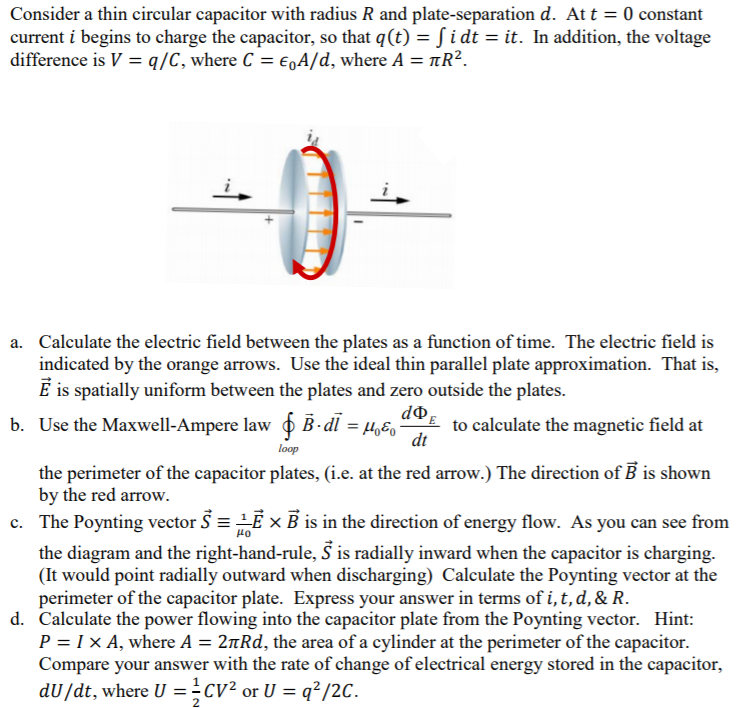 Solved d. At t = 0 constant Consider a thin circular | Chegg.com