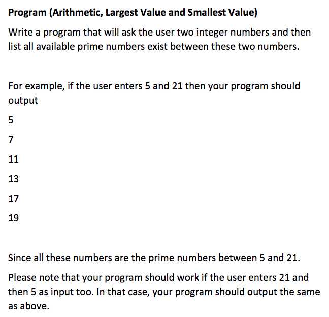 Solved Program (Arithmetic, Largest Value and Smallest | Chegg.com