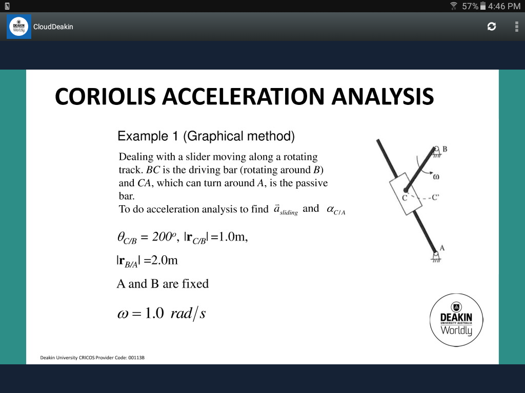 Solved 57%. 4:46 PM CloudDeakin CORIOLIS ACCELERATION | Chegg.com