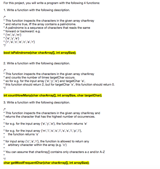 Solved For this project, you will write a program with the | Chegg.com