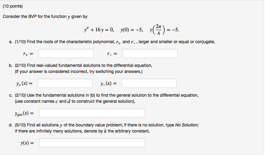 Solved Consider the BVP for the function y given by y" + | Chegg.com
