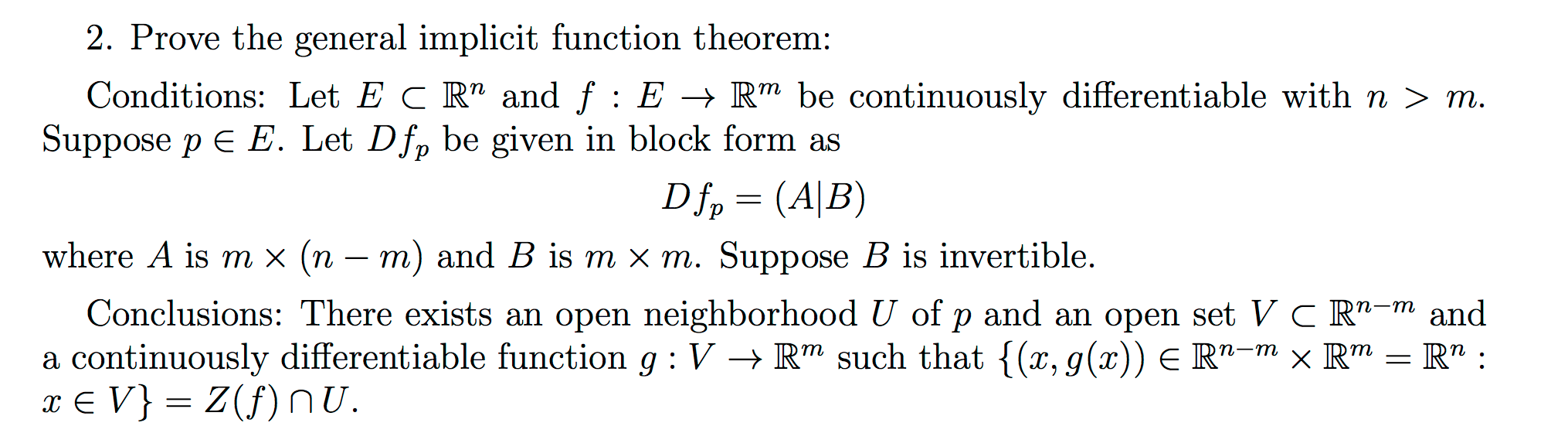 Solved Prove The General Implicit Function Theorem