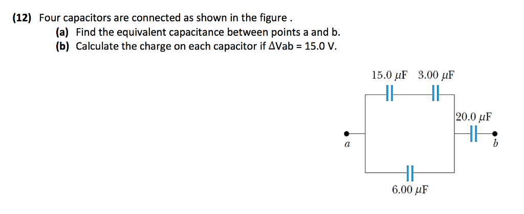 Solved 12 Four Capacitors Are Connected As Shown In The