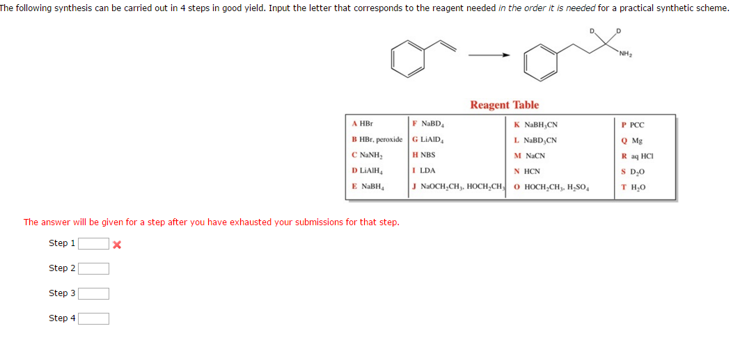 Solved The following synthesis can be carried out in 4 steps | Chegg.com