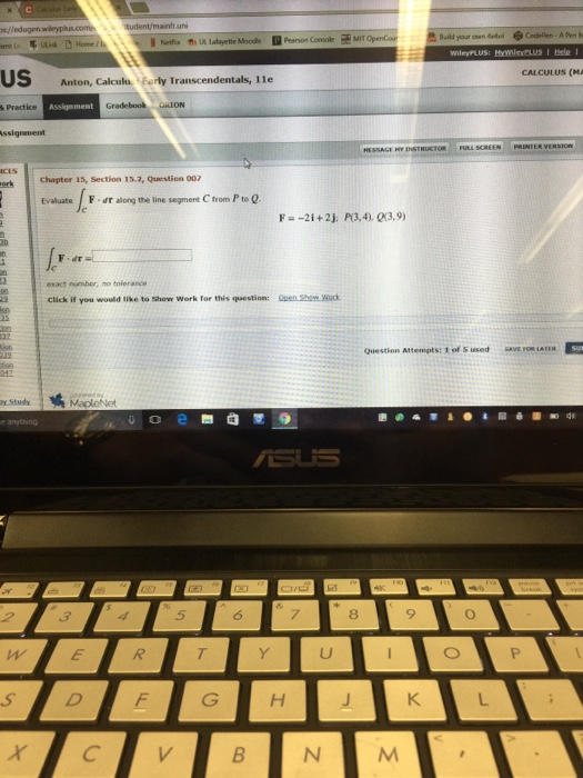 Solved Evaluate integral_C F middot dr along the line | Chegg.com