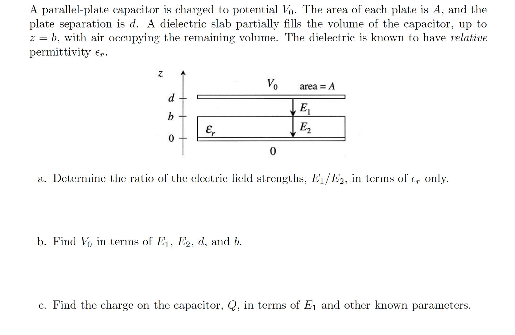Solved A parallel -plate capacitor is charged to potential | Chegg.com