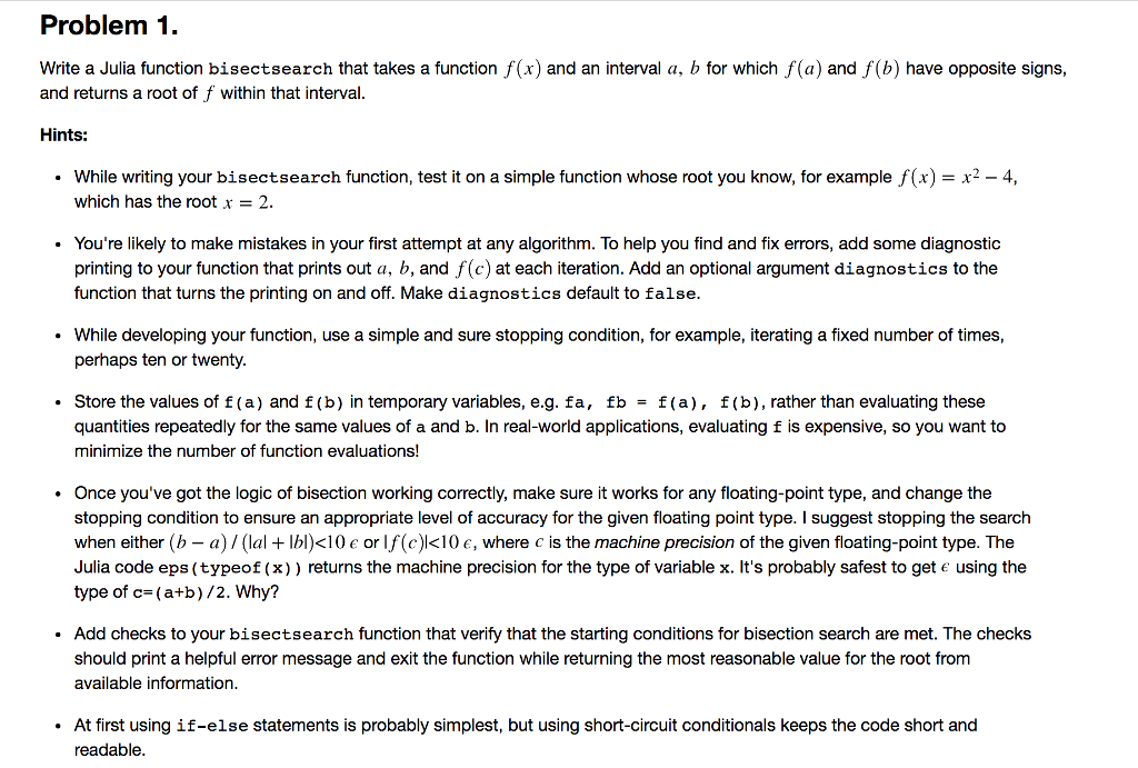 Solved Problem 1 Write A Julia Function Bisectsearch That Chegg solved-problem-1-write-a-julia-function-bisectsearch-that-chegg