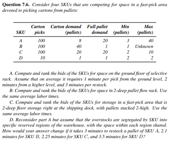 Solved Question 7.6. Consider four SKUs that are competing | Chegg.com