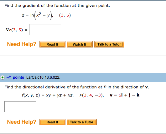 Solved Find the gradient of the function at the given point, | Chegg.com