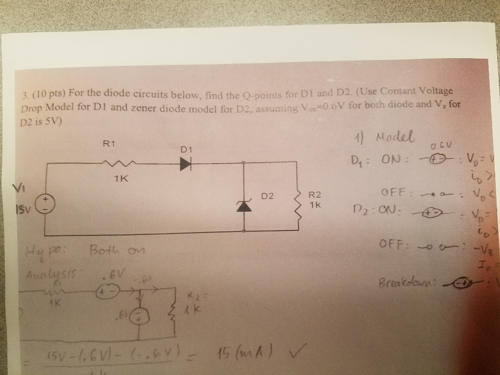 Solved 3. (10 pts) For the diode circuits below, find the | Chegg.com