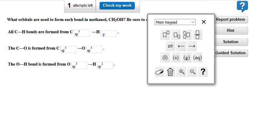Solved 1 attempts left Check my work 2 What orbitals are | Chegg.com